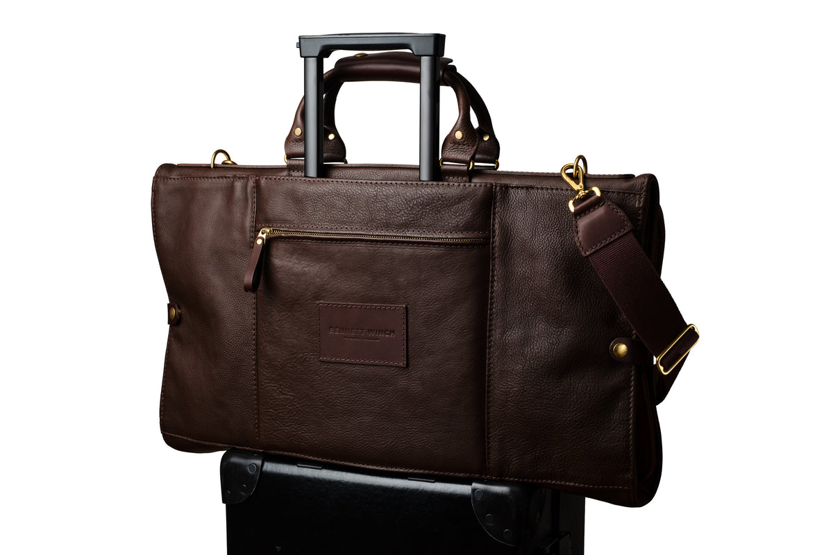 Brown Leather Trifold Suit Carrier | Garment Bag | Made in England ...