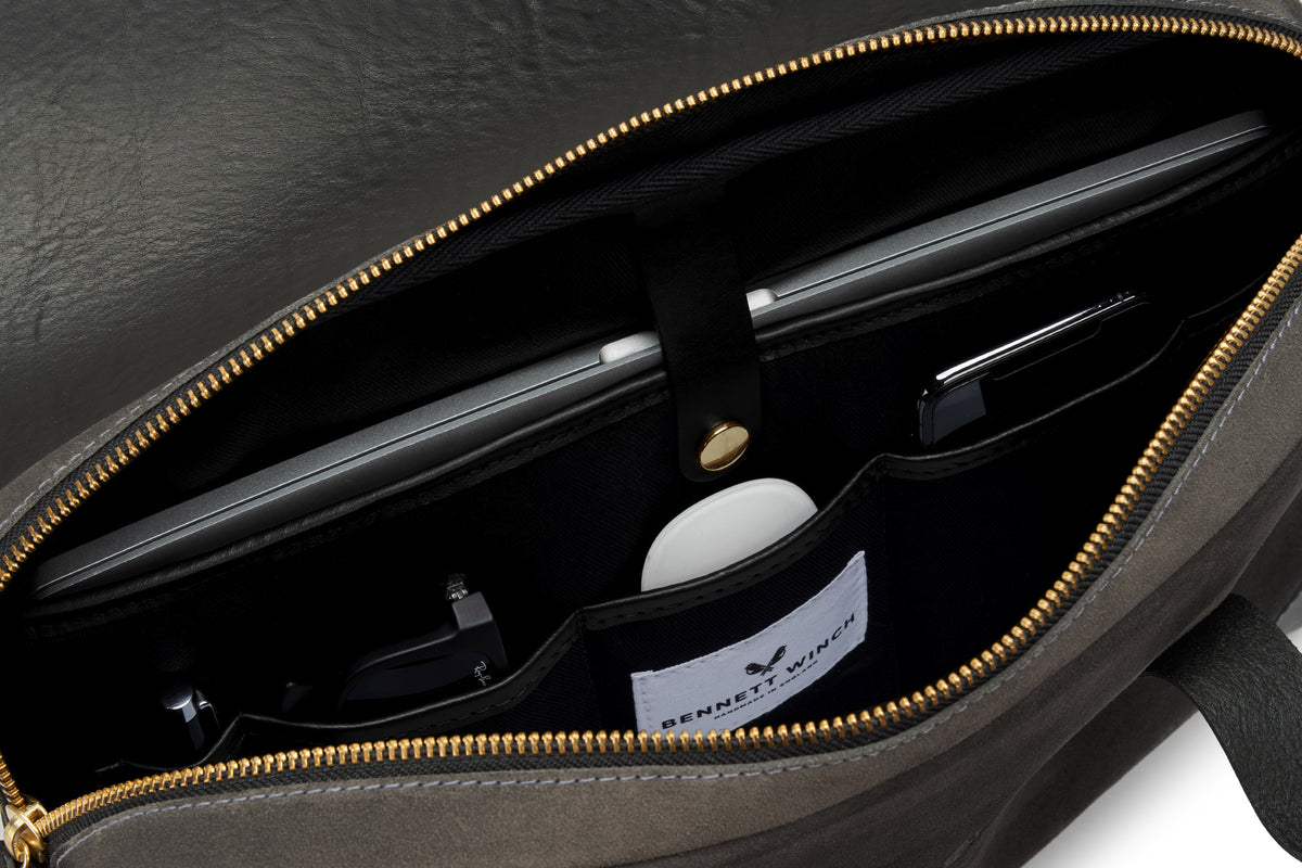 Grey Suede Briefcase | Waterproof Briefcase | Bennett Winch