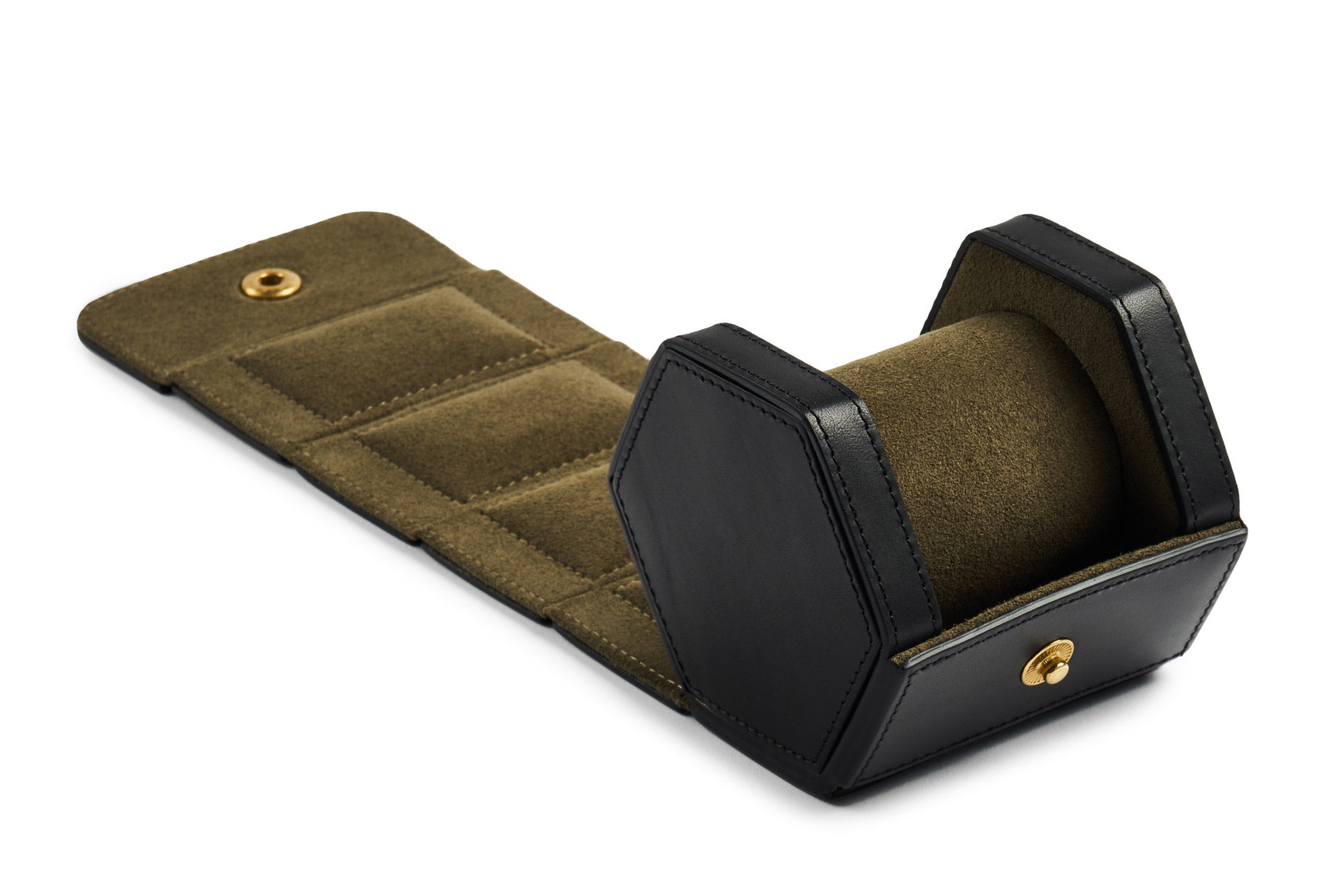 Single Watch Roll | Black Leather Travel Watch Roll | Bennett Winch